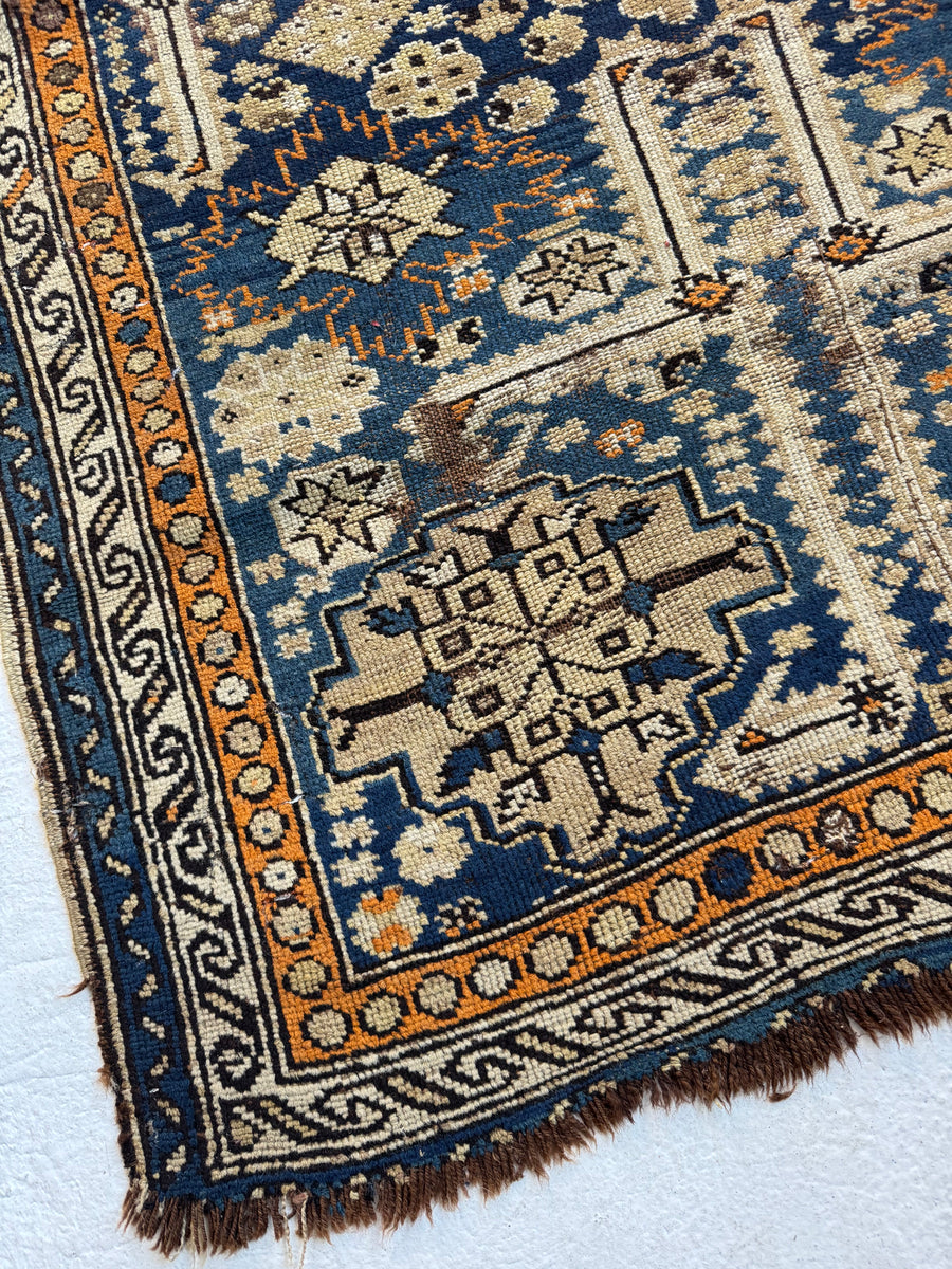 RESERVED FOR MARGOT*** Old & Gorgeously Worn Caucasian Rug with Purple ...