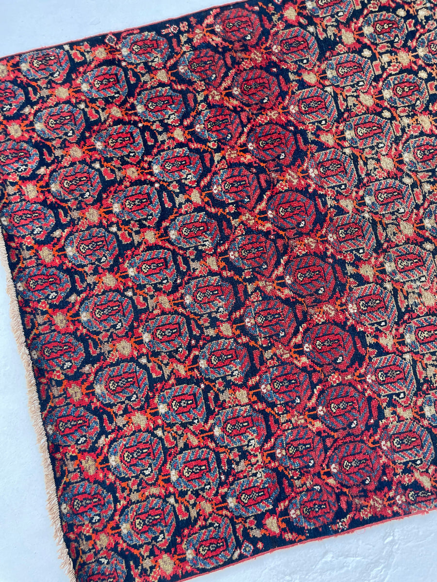 Antique Fragment Rug | Zoroastrian Flame Pattern with Beautifully Deep ...